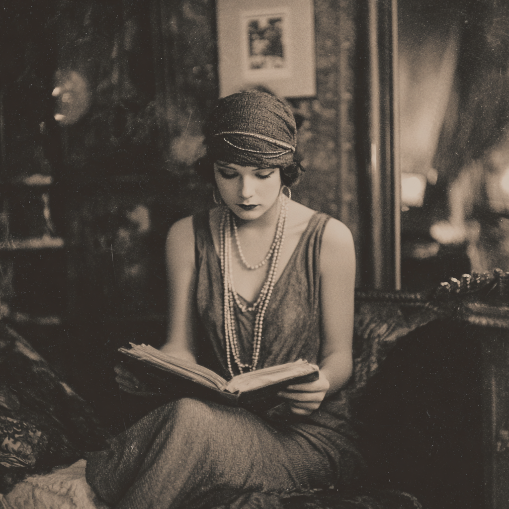 1920s_flapper_reading_favorite_quotes under the grand hotel vintage ...